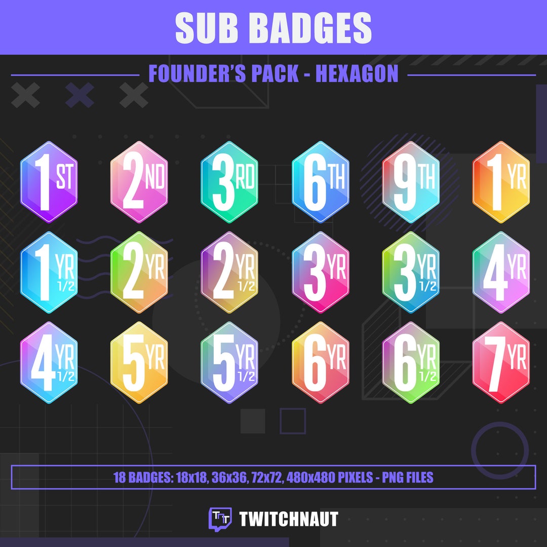Hexagon Founder's Pack Twitch Sub Badges Prestige Community Support ...