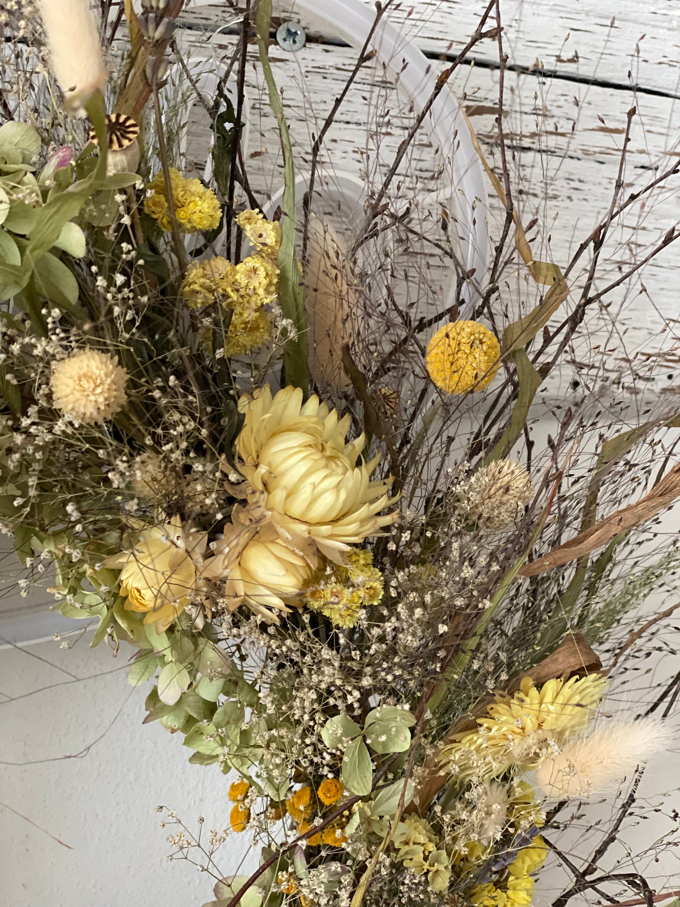 Yellow Wreath of Dried Natural Flowers - Etsy