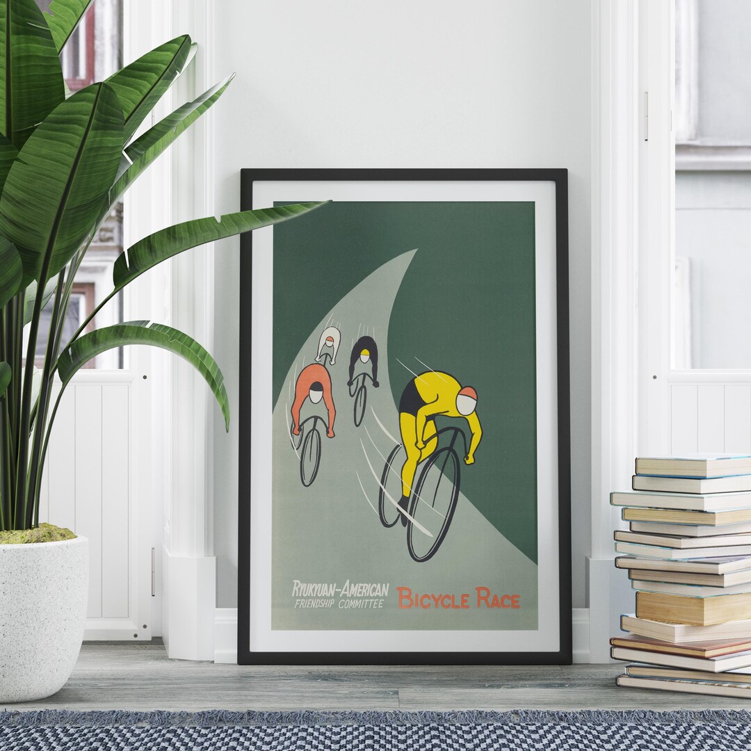 Retro Bike Poster, Cycling Race 1950s Poster, Vintage Bicycle Poster ...