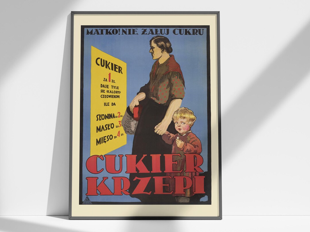 Vintage Polish Food Poster, Sugar Poster, Polish Propaganda Poster ...