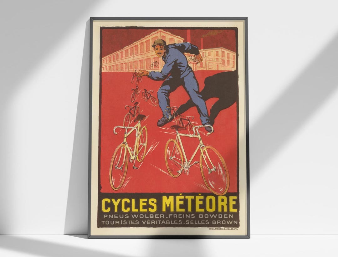 Cycles Meteore Vintage Bicycle Poster, 1920s French Advertising Print ...