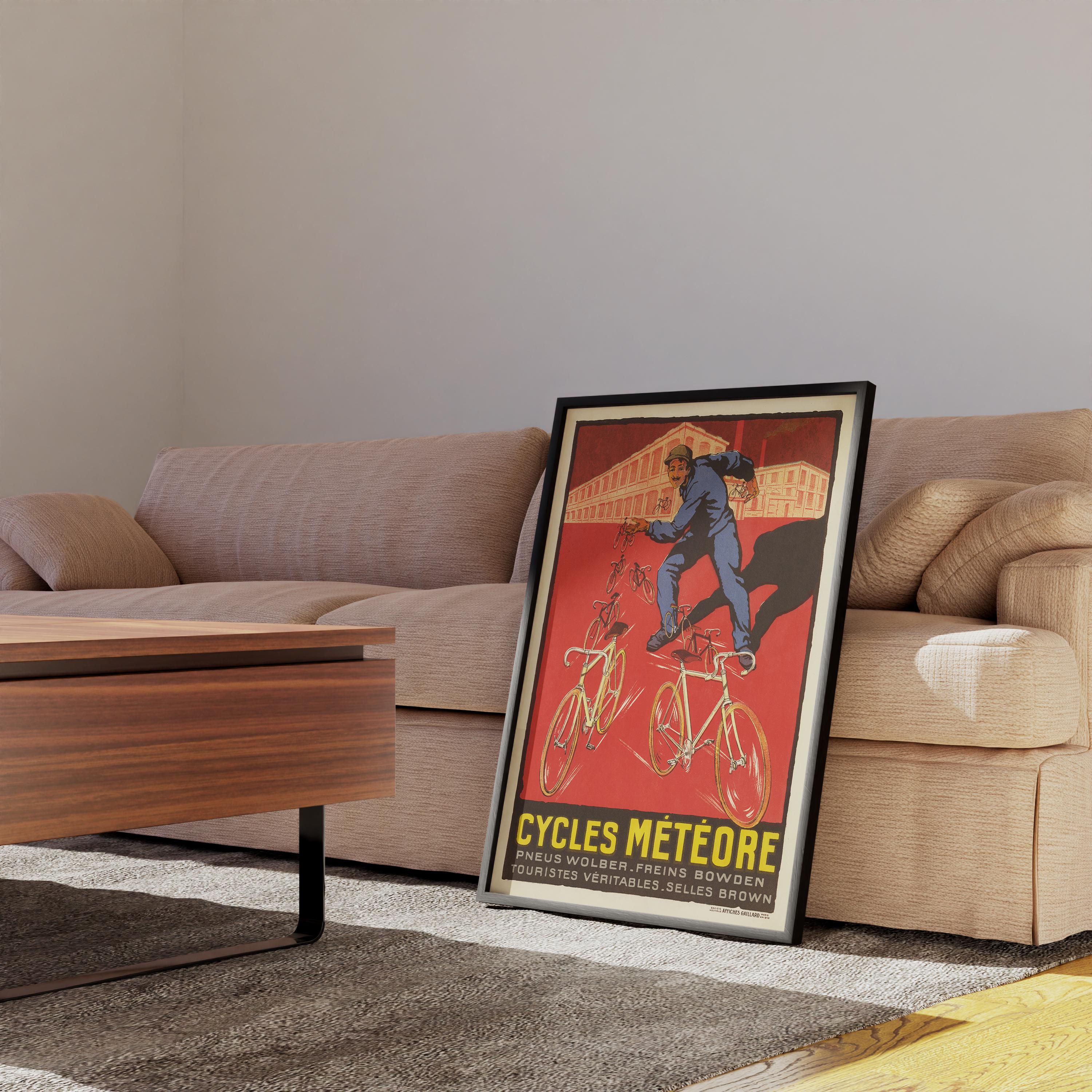 Cycles Meteore Vintage Bicycle Poster, 1920s French Advertising Print ...