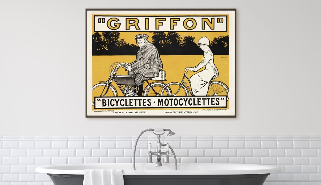Vintage Bike Poster, Bike Shop Sign, Retro Bike Print, Yellow Print ...