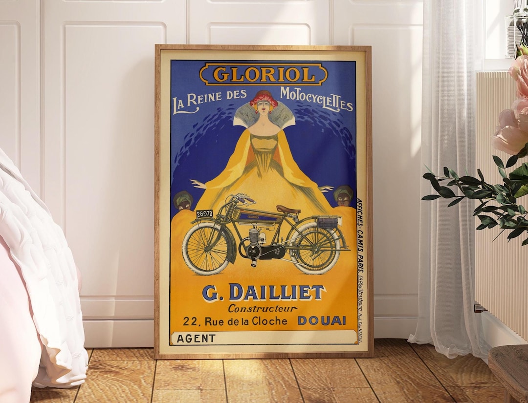 Vintage Motorbike Poster, Gloriol Queen of Motorcycles 1920s French ...