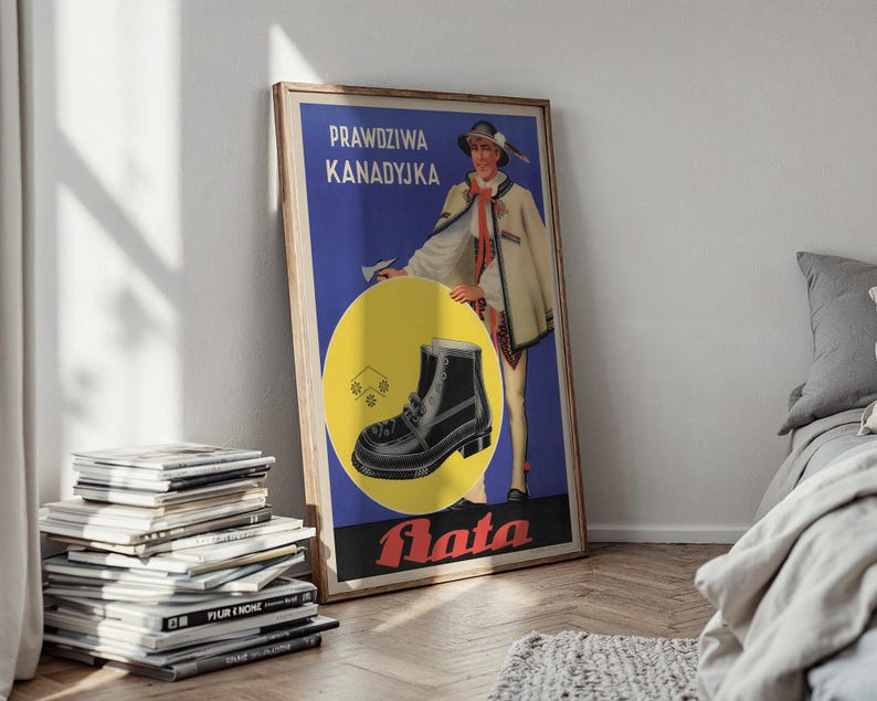 Polish Vintage Poster for Canadian Bata Boots, 1930s Footwear Print ...