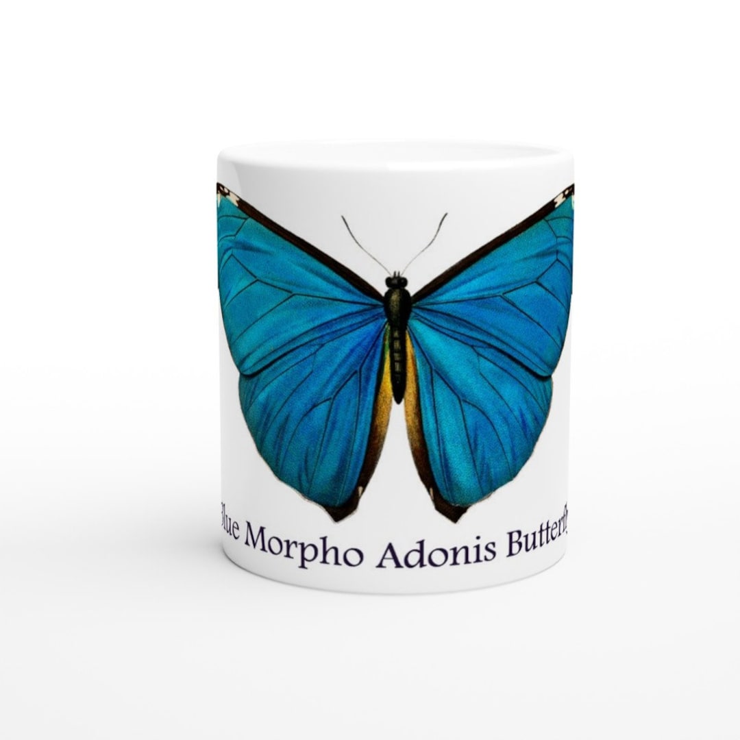 Blue Morpho Butterfly Mug | Blue Butterfly Mug | 11oz Ceramic Mug ...