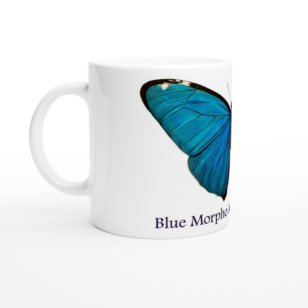 Blue Morpho Butterfly Mug Blue Butterfly Mug 11oz Ceramic Mug Glossy ...