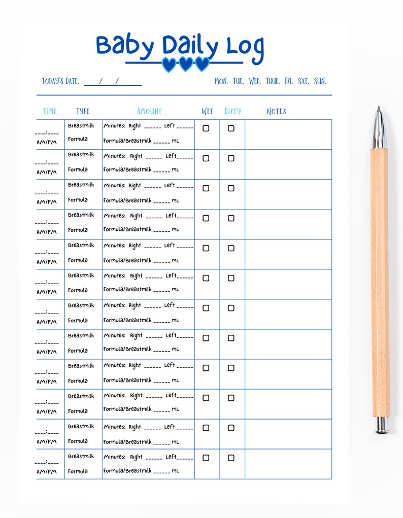 Newborn Feeding Log Printable Baby Intake and Output Tracker Baby ...