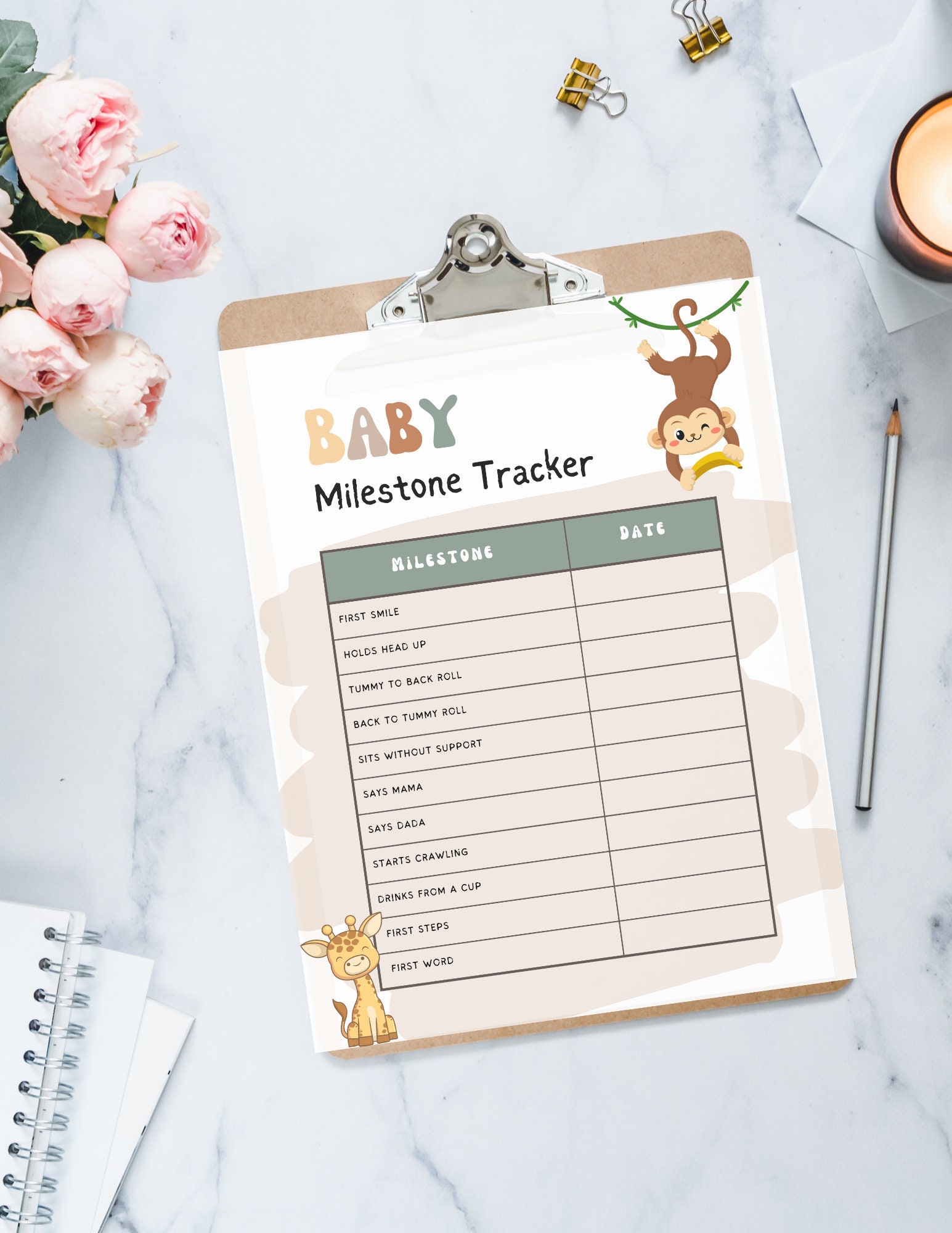 Newborn Milestone Tracker Printable Baby Tracker Baby Organization Tool ...
