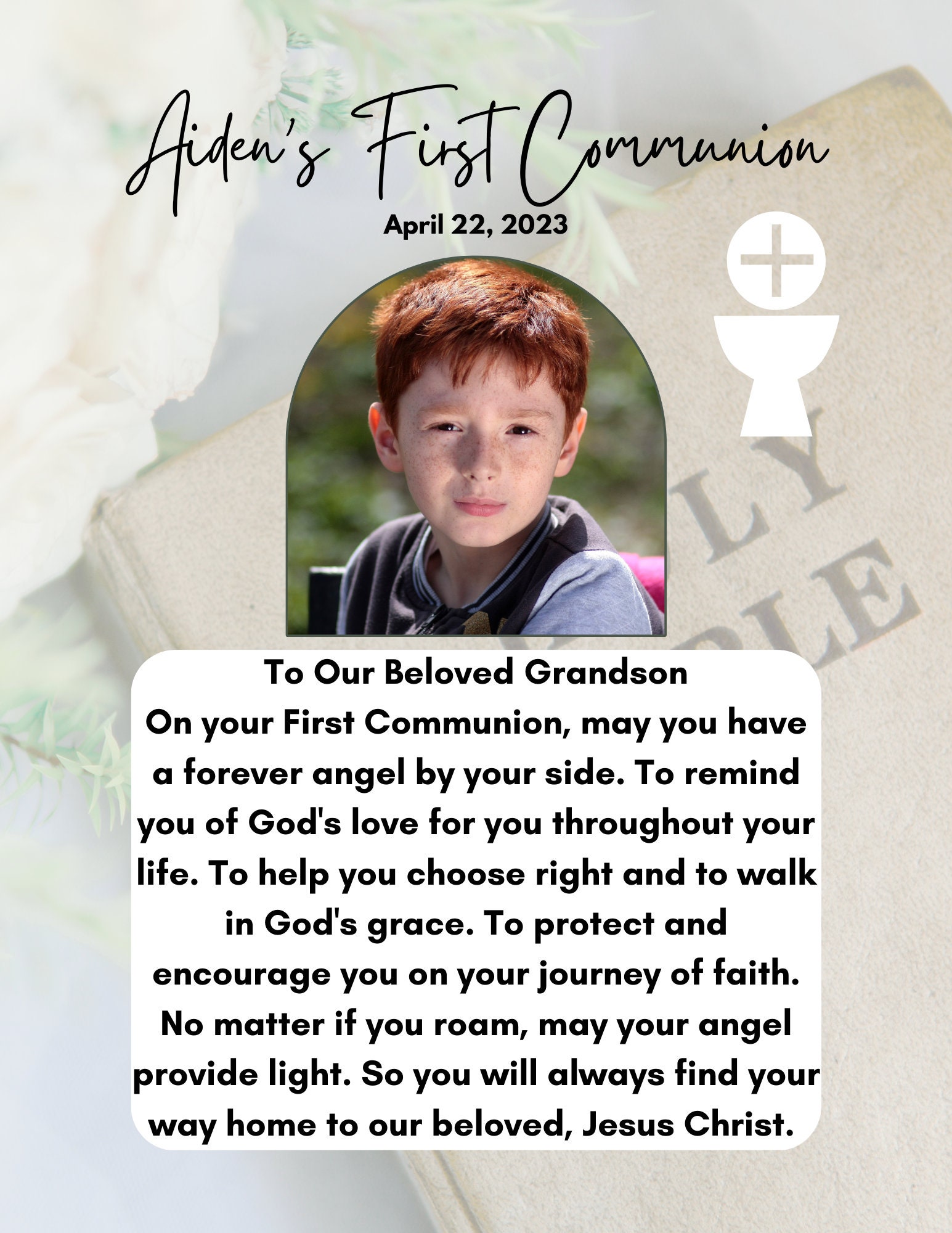 Editable Holy First Communion Download for 8x10, Custom Gift to ...