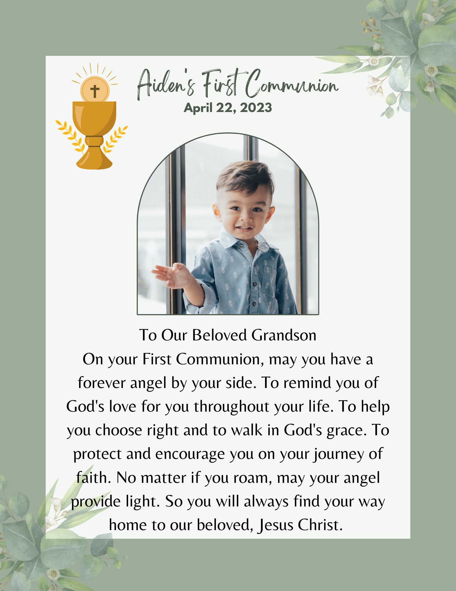 Editable Holy First Communion Download for 8x10, Custom Gift to ...