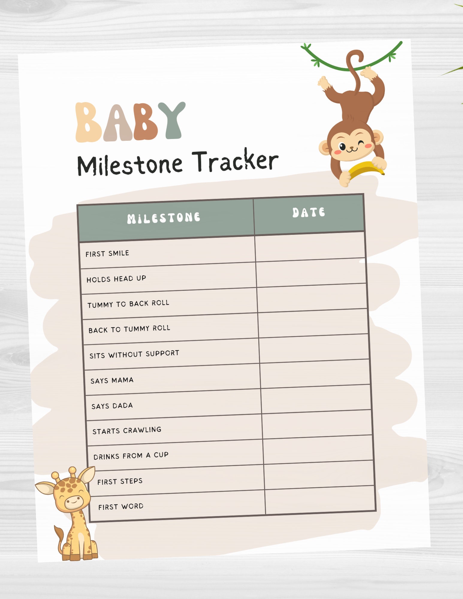 Newborn Milestone Tracker Printable Baby Tracker Baby Organization Tool ...