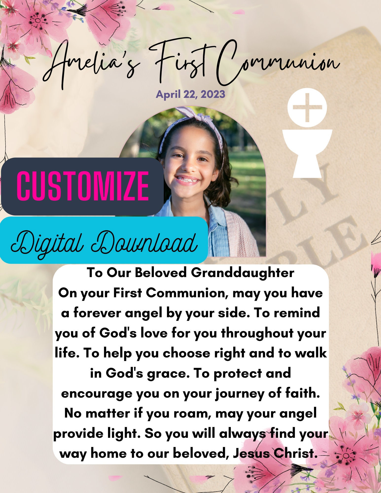 Editable Holy First Communion Download for 8x10, Custom Gift to ...