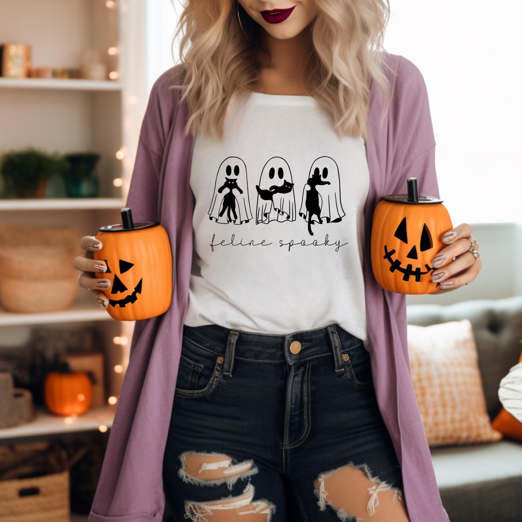 Feline Spooky PNG Bundle | Feeling Spooky Svg | Ghosts With Cat | Cute ...