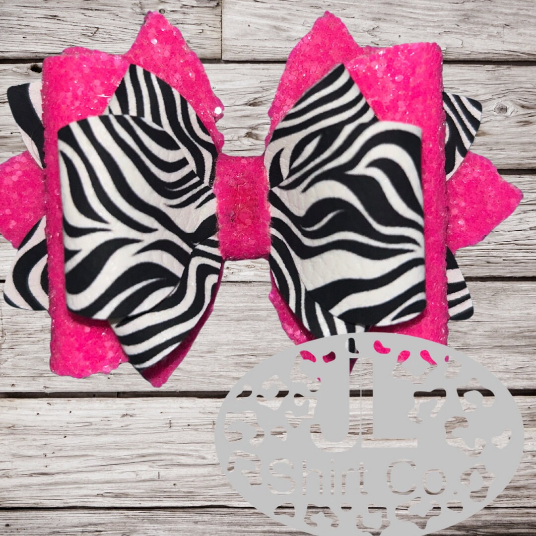 Hot Pink Glitter Zebra Print Stanley Tumbler Bow - Etsy