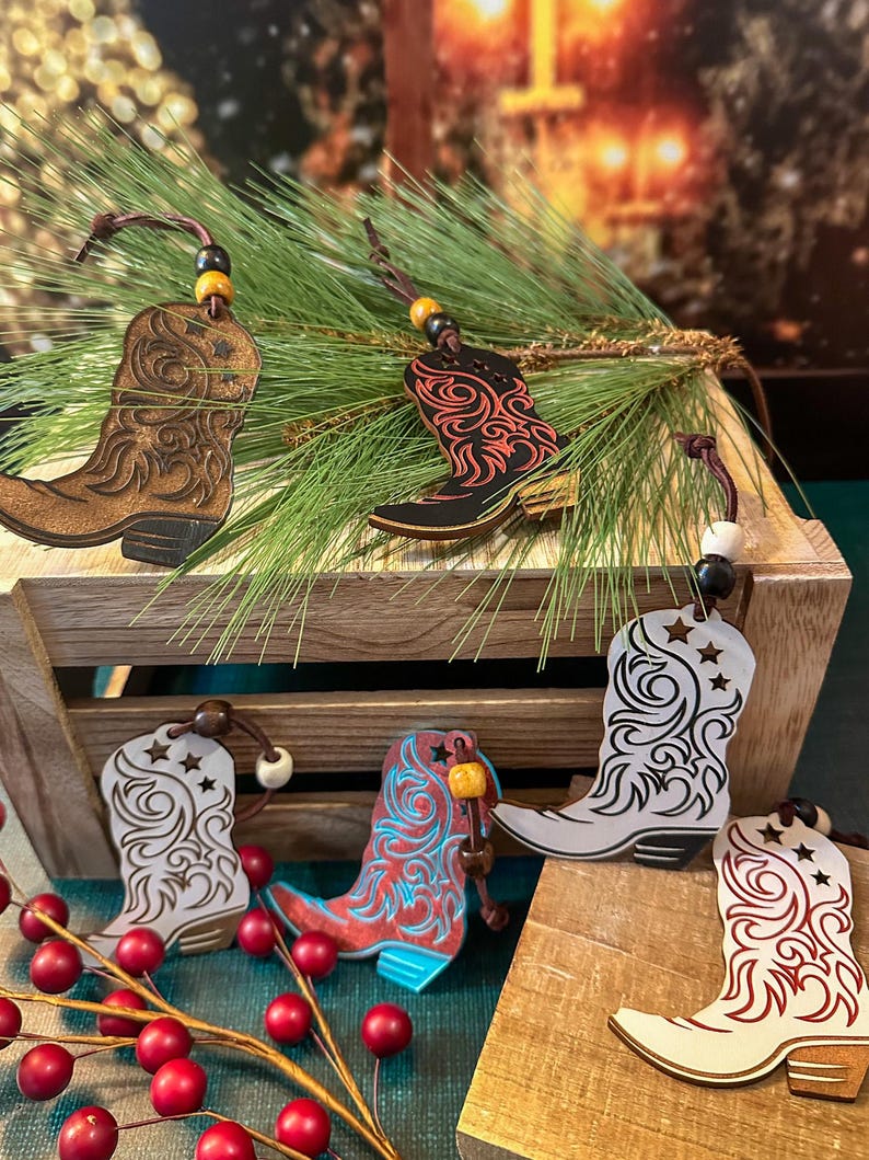 Cowboy Boot Ornaments, Country, Farmhouse, Rustic, Cowgirl, Western ...