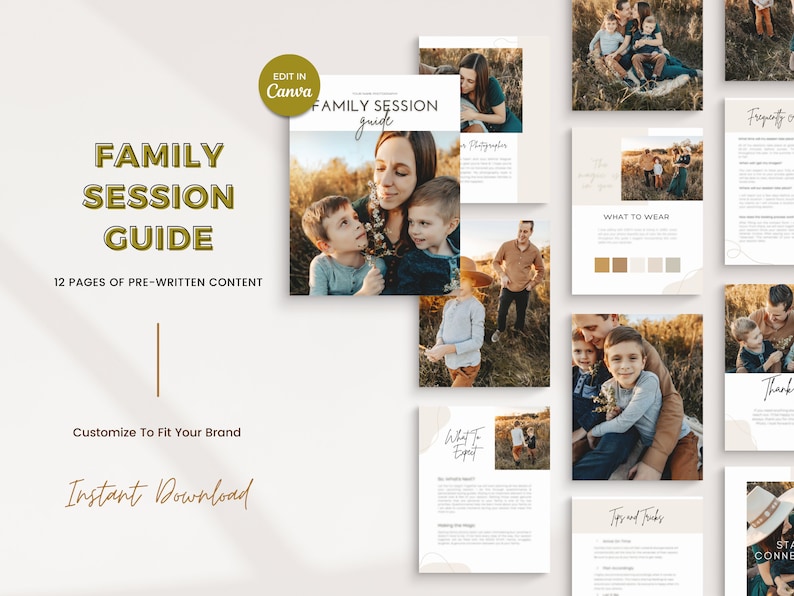 CANVA Photography Family Session Guide Client Welcome Packet Styling ...