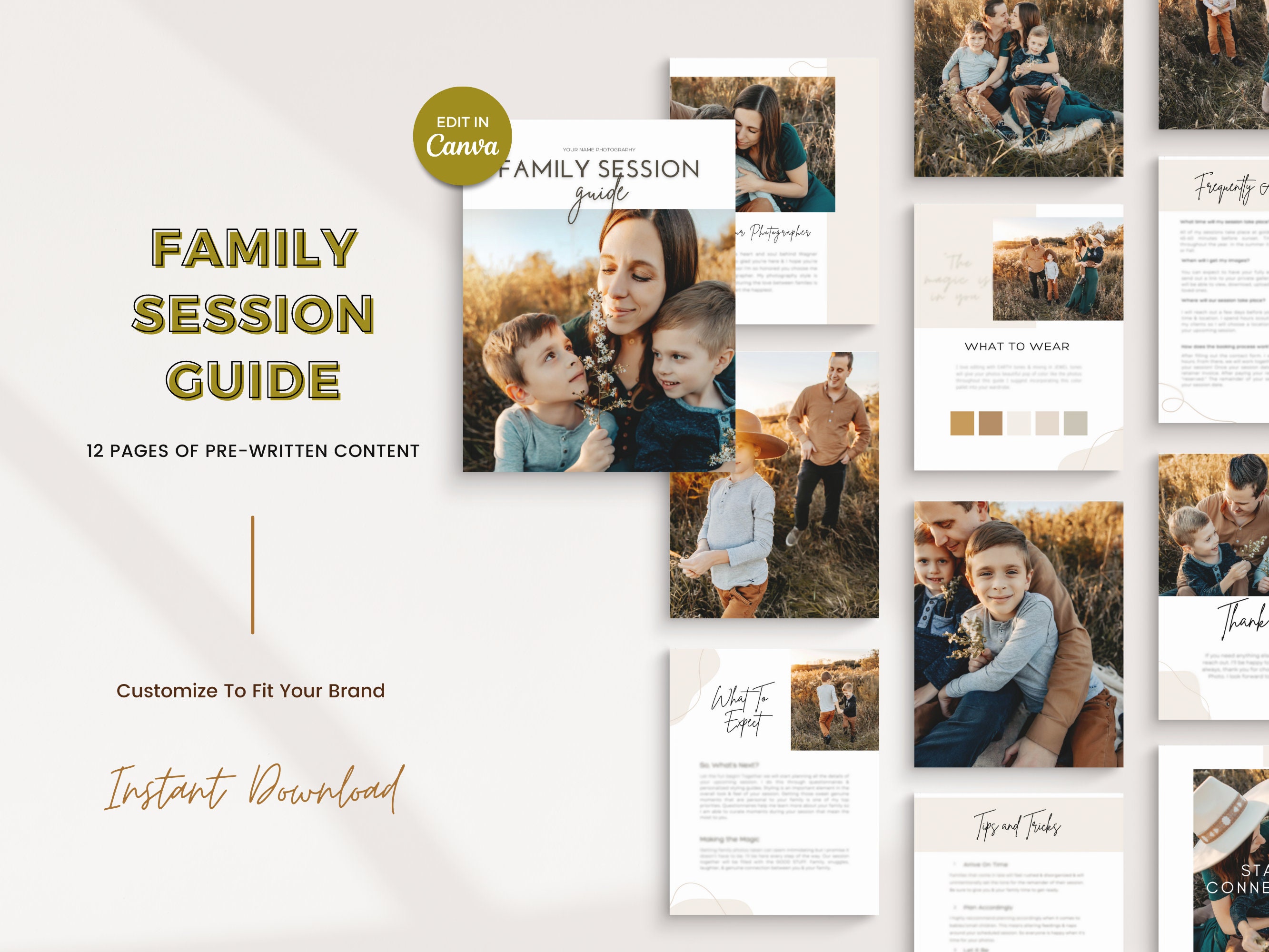 CANVA Photography Family Session Guide Client Welcome Packet Styling ...