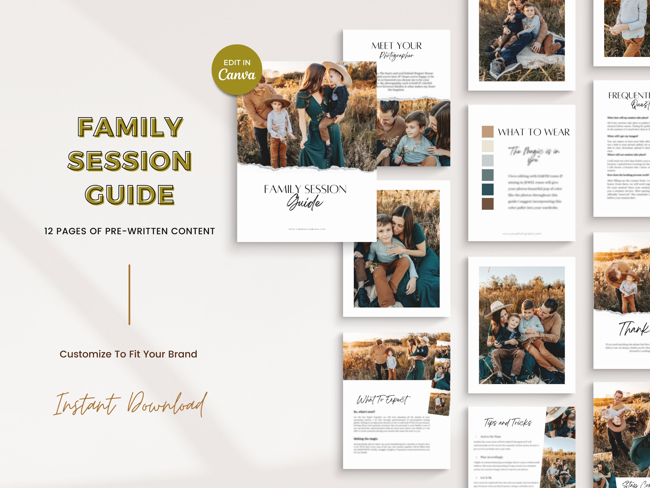 CANVA Photography Family Session Guide | Client Welcome Packet ...