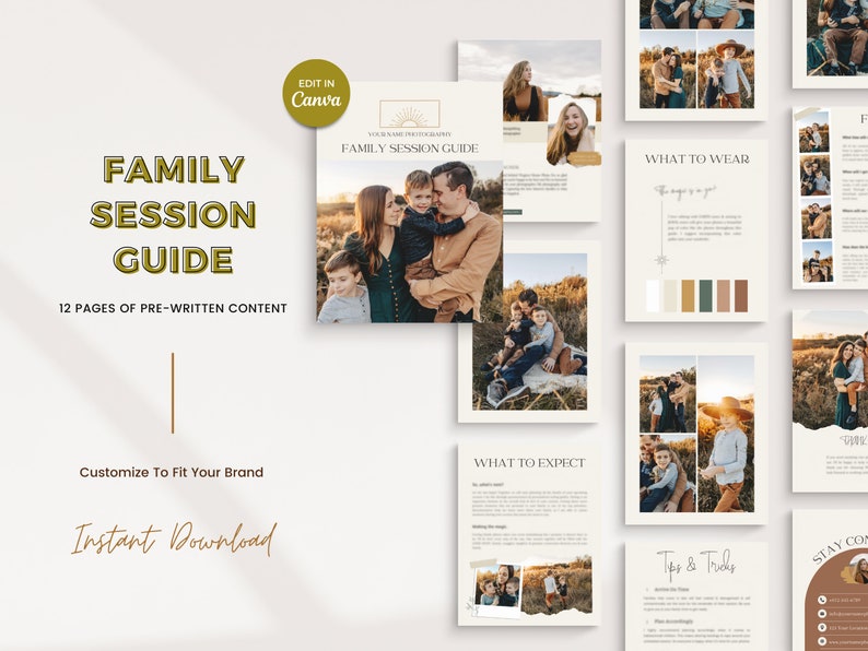 CANVA Photography Family Session Guide Client Welcome Packet - Etsy