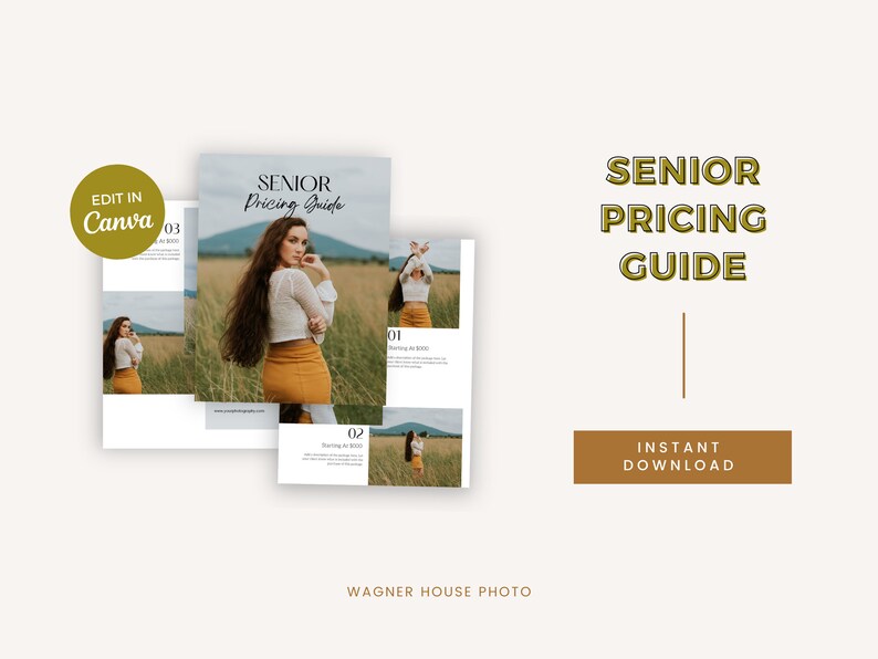 CANVA Senior Photography Pricing List Template Editable | Pricing Guide ...