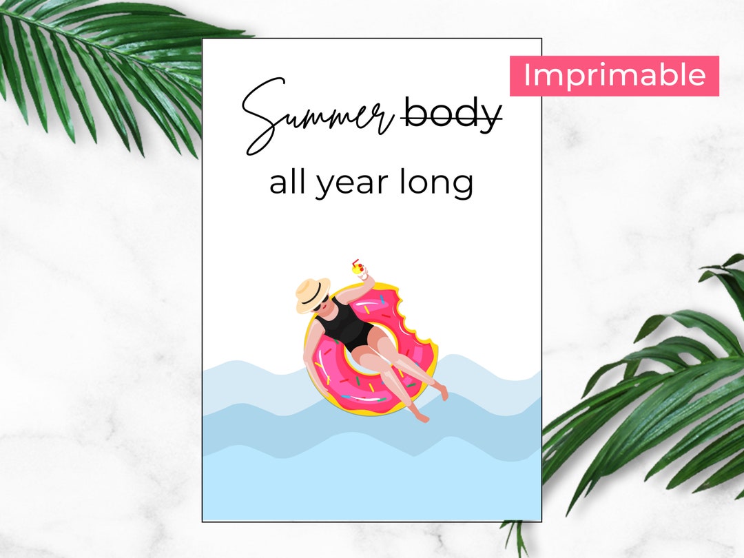 Summer Poster body Positive Printable Poster for Women on the Beach ...