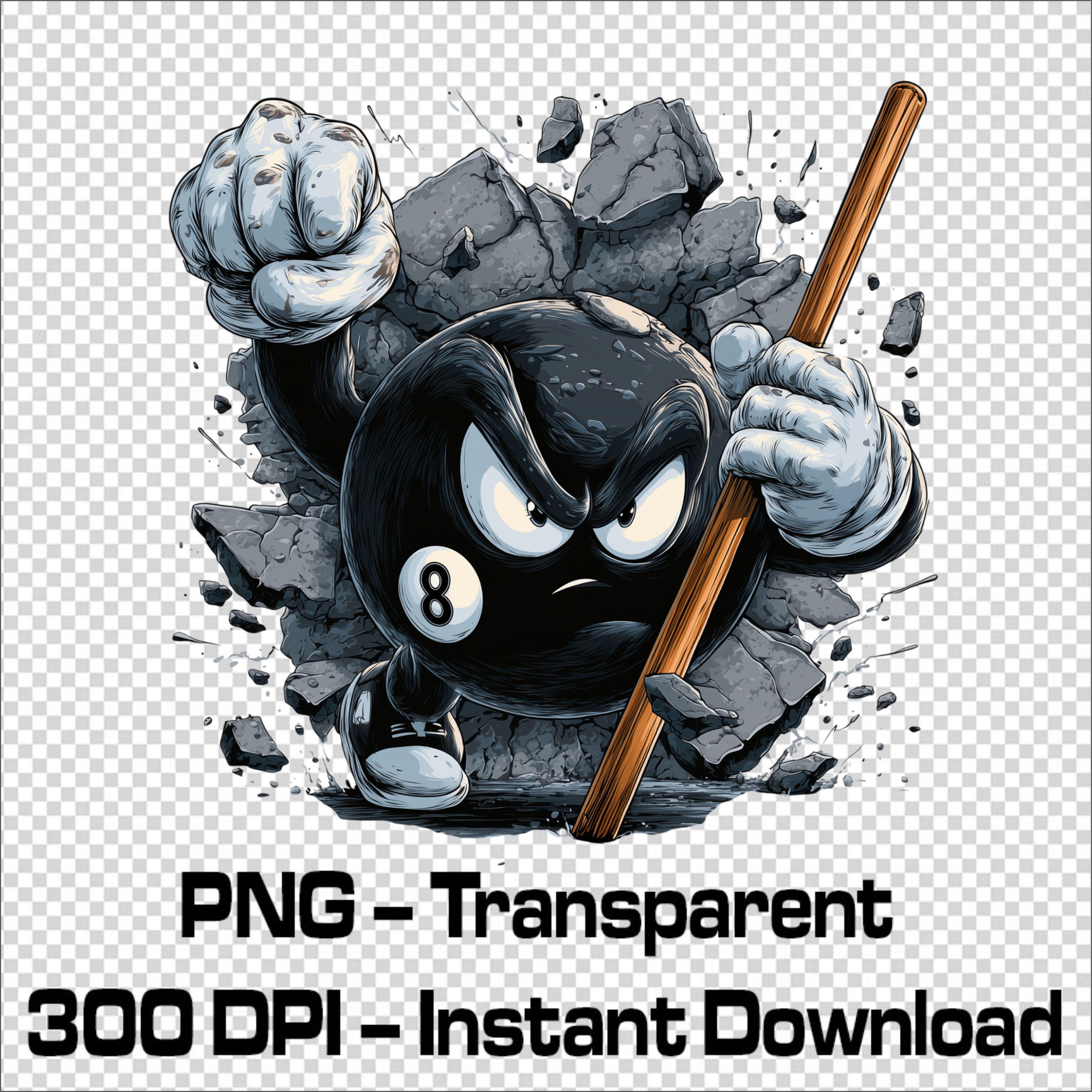 Angry 8 Ball PNG | Billiards Breakthrough Design | Eight Ball Fighter ...