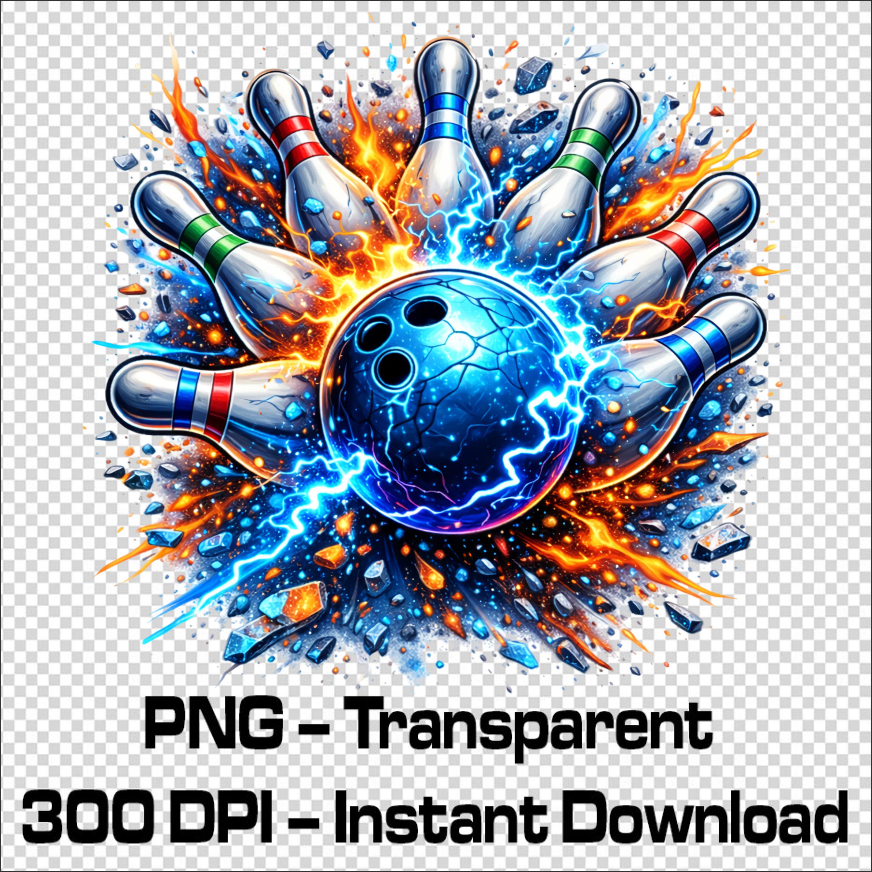 Bowling Strike PNG | Electric Bowling Ball Design | Bowling Pins ...