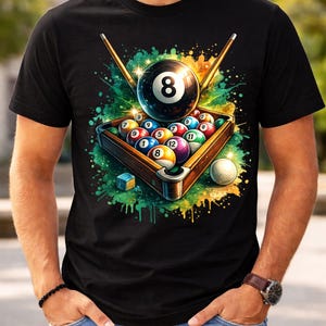8 Ball Billiards Shirt PNG | Pool Ball T-shirt Design | Billiard ...