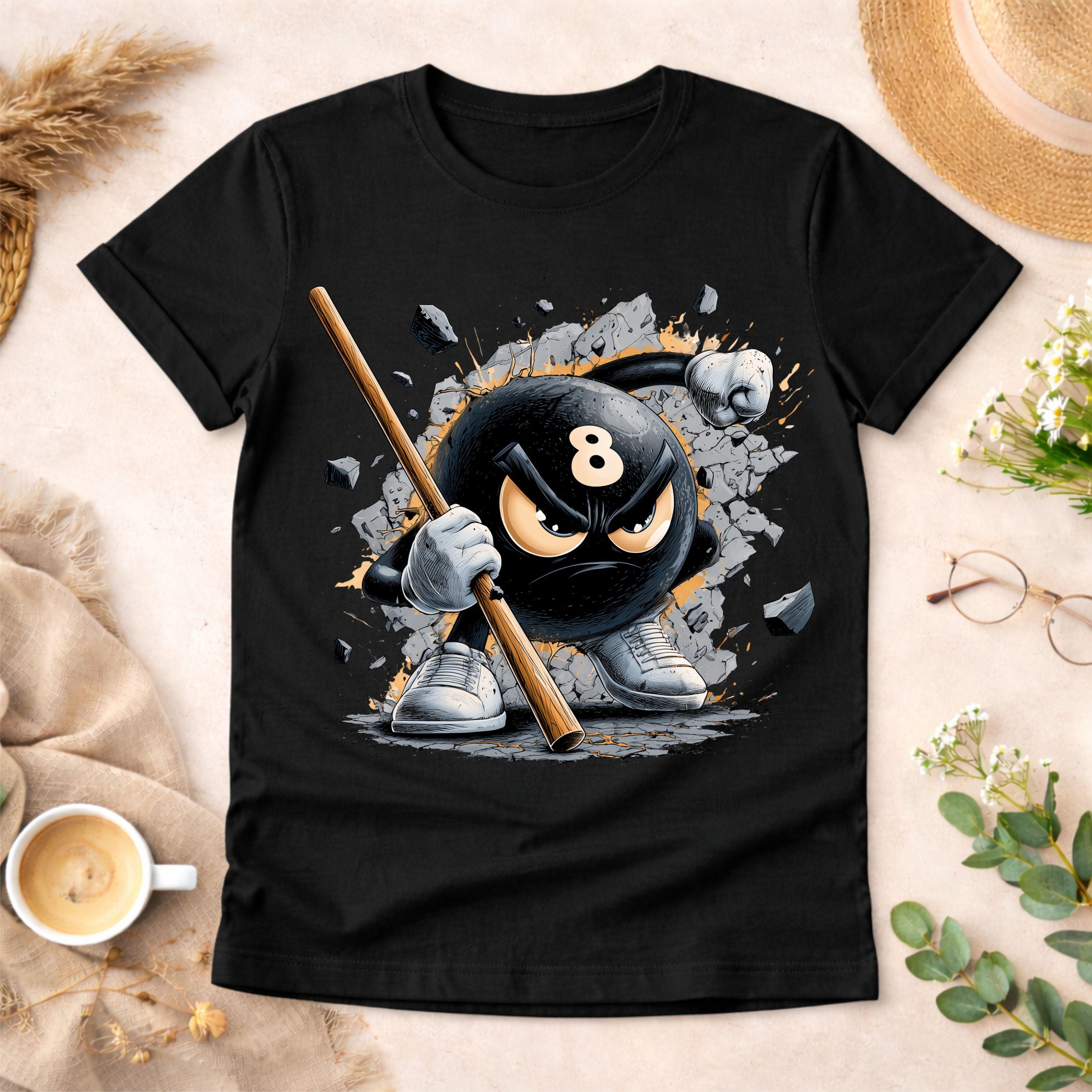 Angry 8 Ball PNG | Pool Billiards Shirt Design | Eight Ball Warrior ...