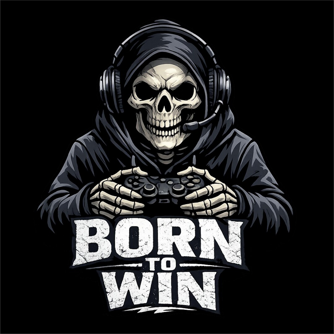 Gamer Skull PNG | Born to Win, Esports Design for DTG DTF Sublimation ...