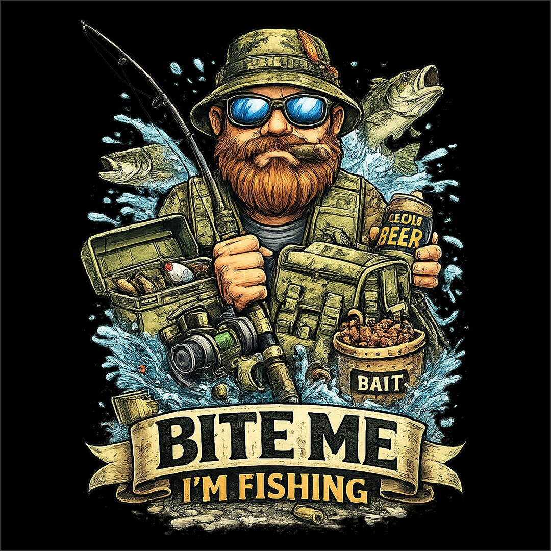Bite Me I’m Fishing Shirt PNG | Funny Fishing T-shirt Design | Fishing ...