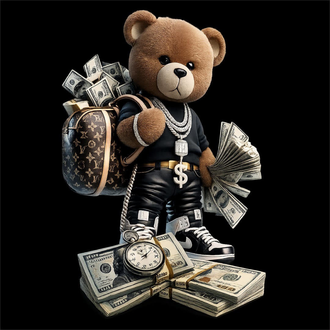 Money Teddy Bear Shirt PNG | Luxury Bear T-shirt Design | Rich Bear ...