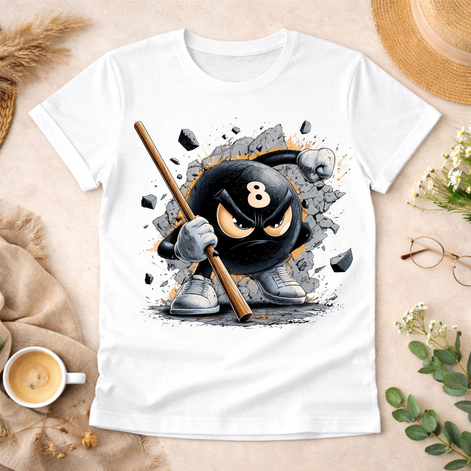 Angry 8 Ball PNG | Pool Billiards Shirt Design | Eight Ball Warrior ...