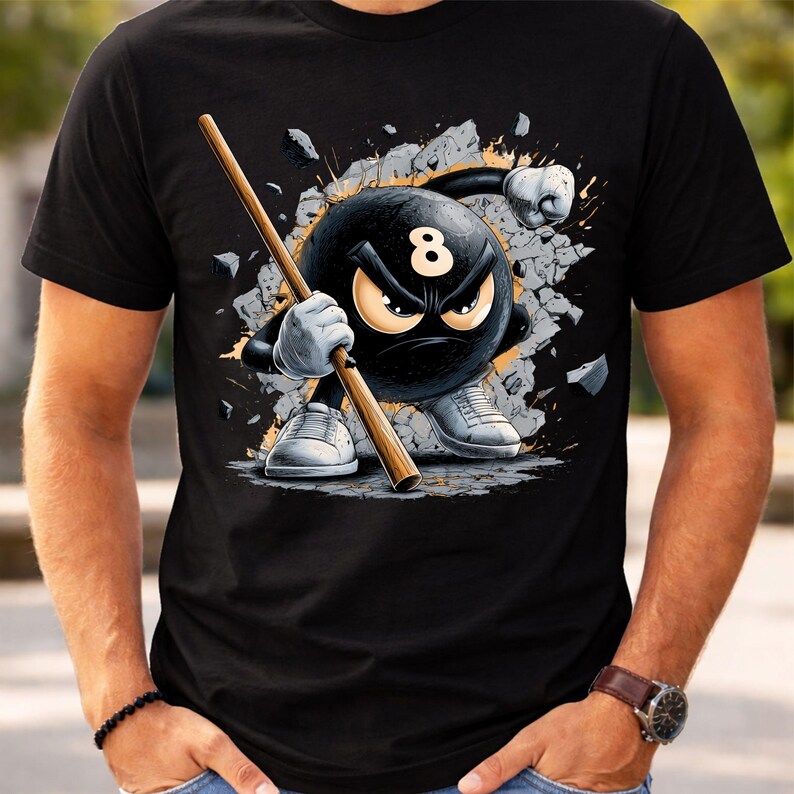 Angry 8 Ball PNG | Pool Billiards Shirt Design | Eight Ball Warrior ...