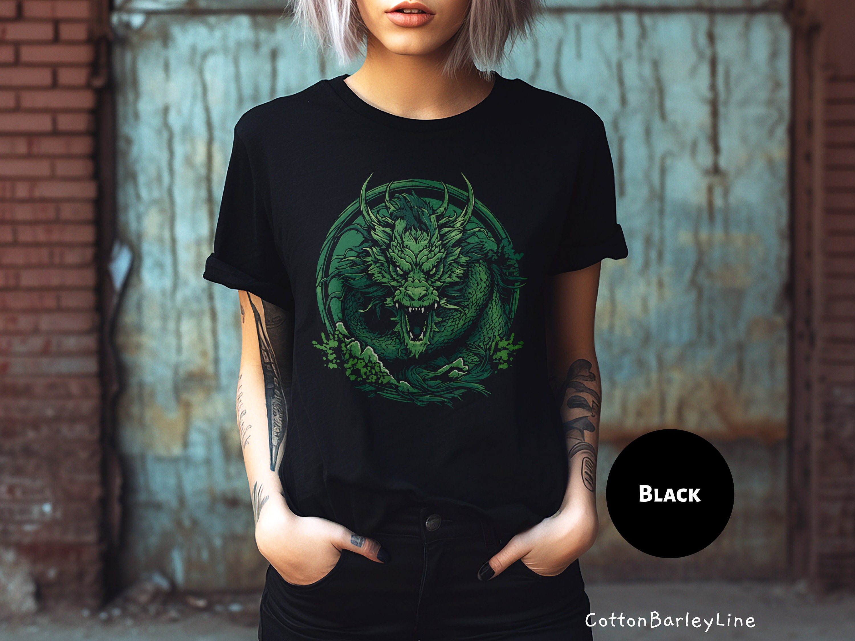 Green Dragon Tee Shirts Dragon Print T Shirt Gift Men Tees Women Tshirt ...