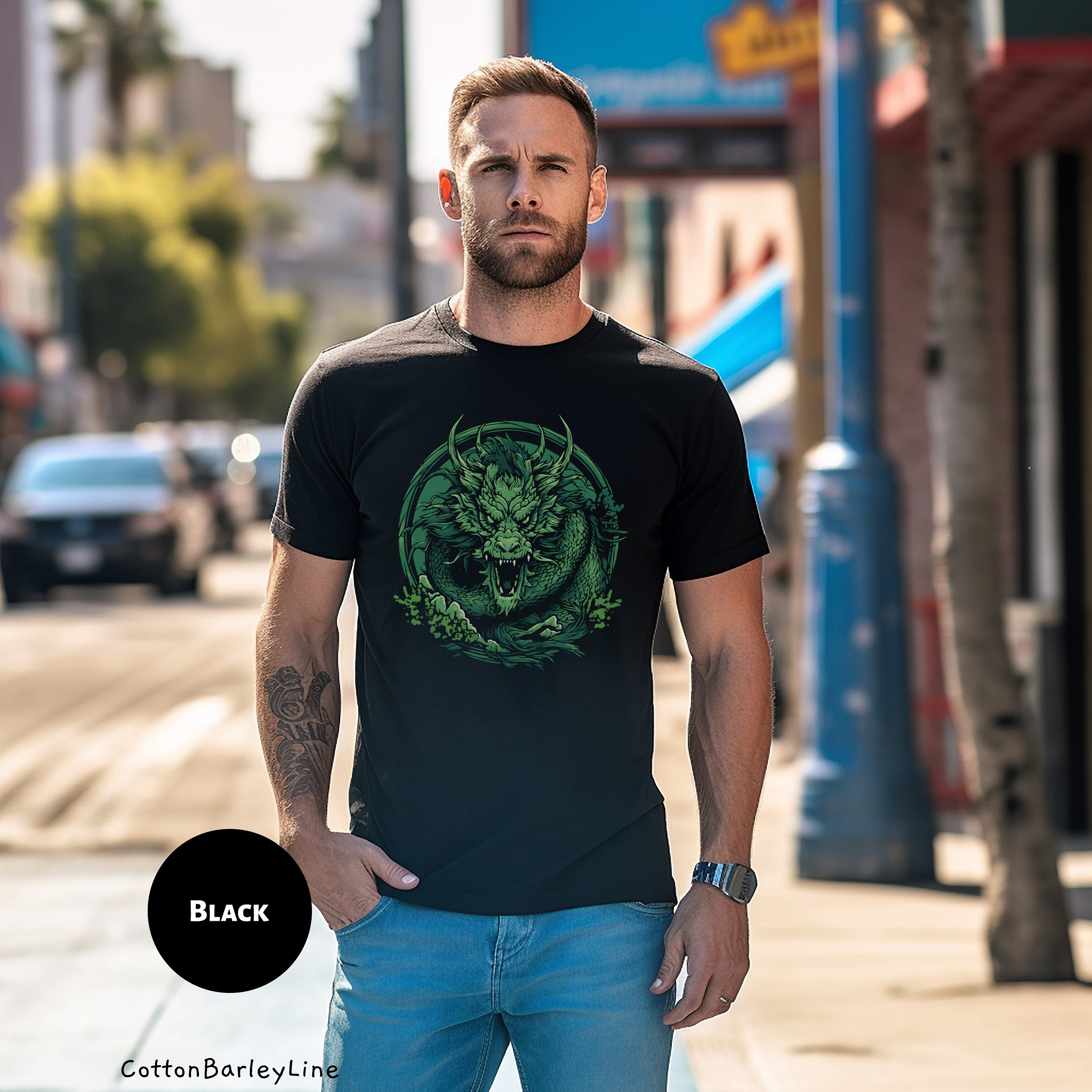 Green Dragon Tee Shirts Dragon Print T Shirt Gift Men Tees Women Tshirt ...