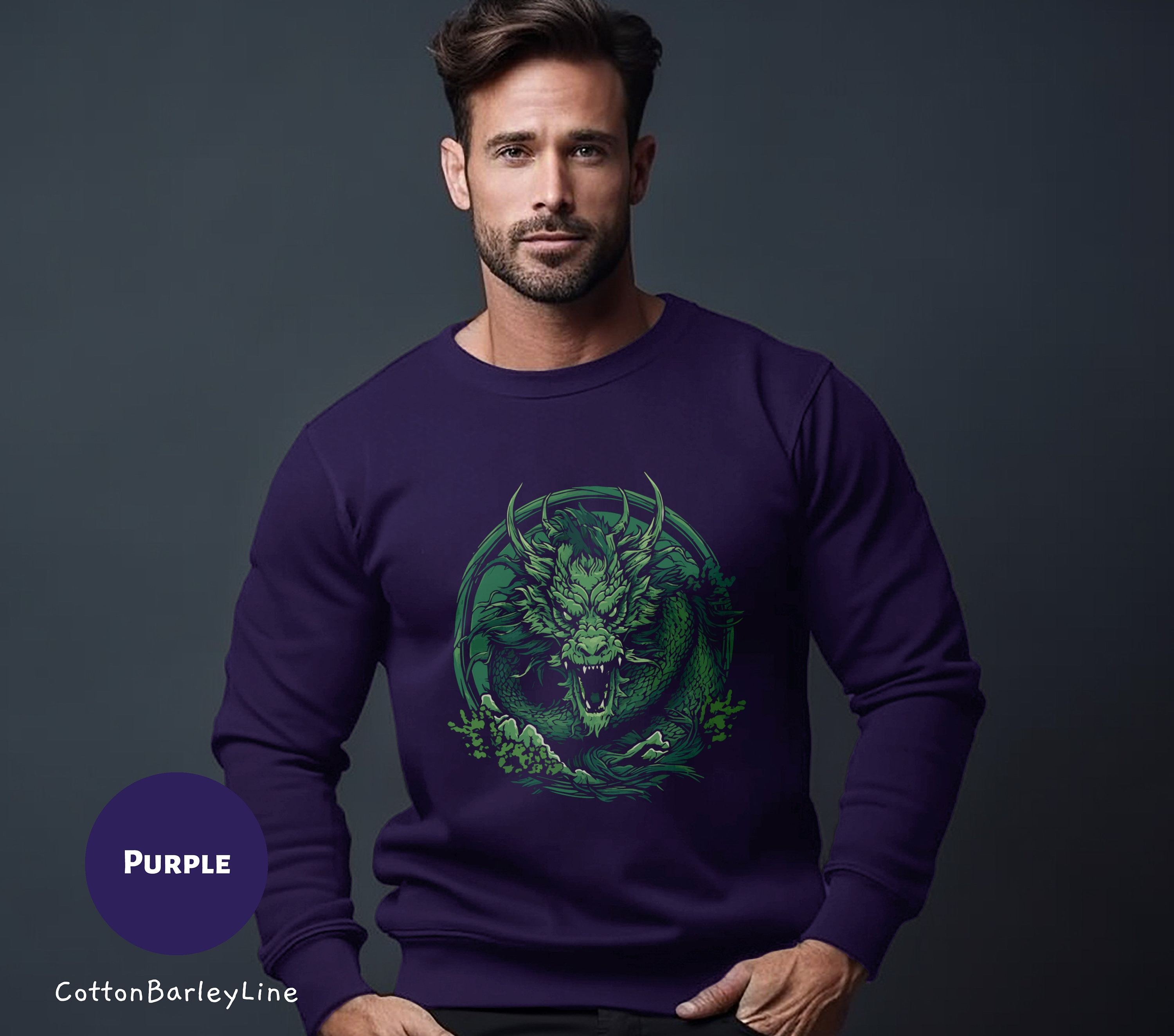 Green Dragon Sweatshirt Dragon Print Hoodie Gift Men Sweater Women ...