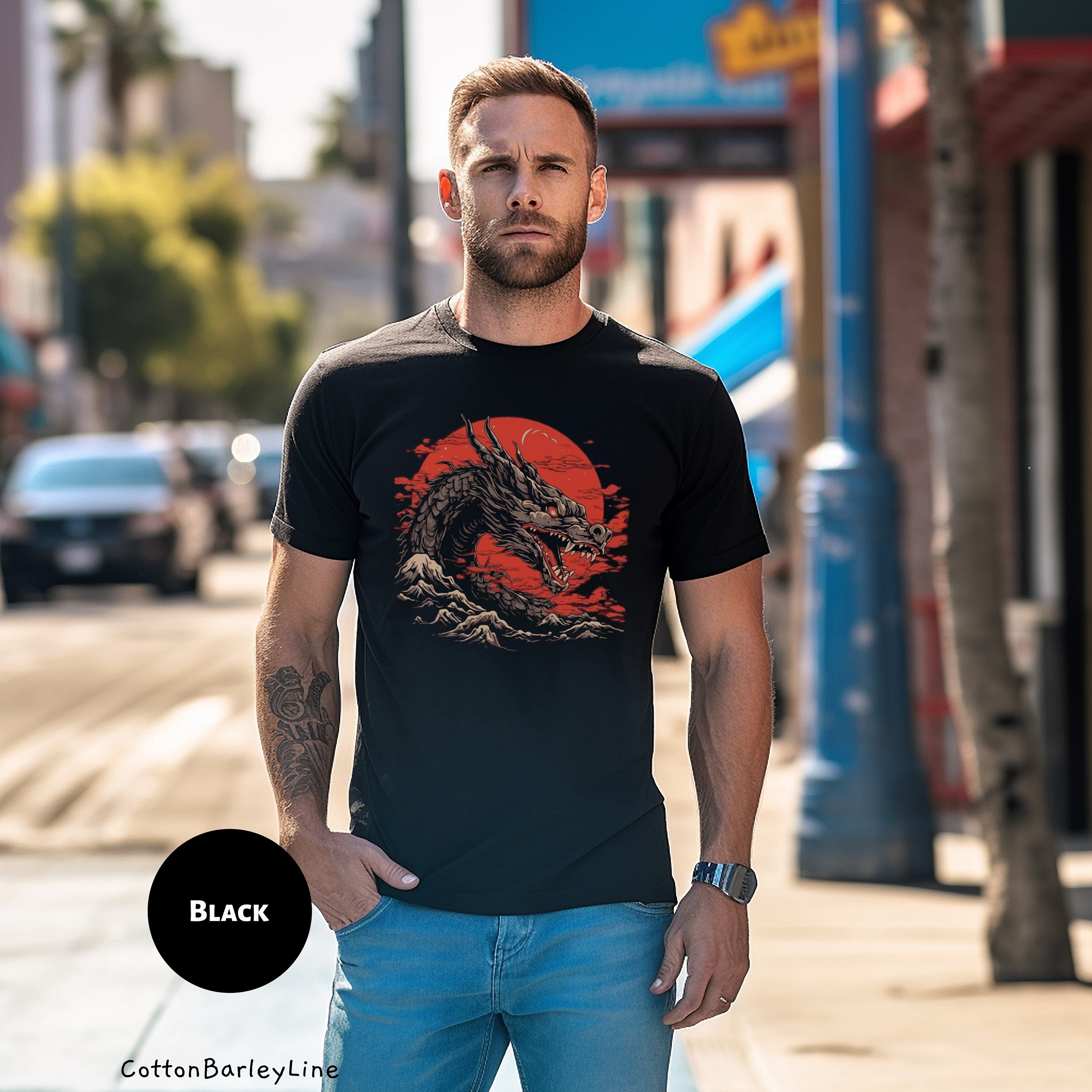 Black Dragon Tee Shirts Dragon Print T Shirt Gift Men Tees Women Tshirt ...