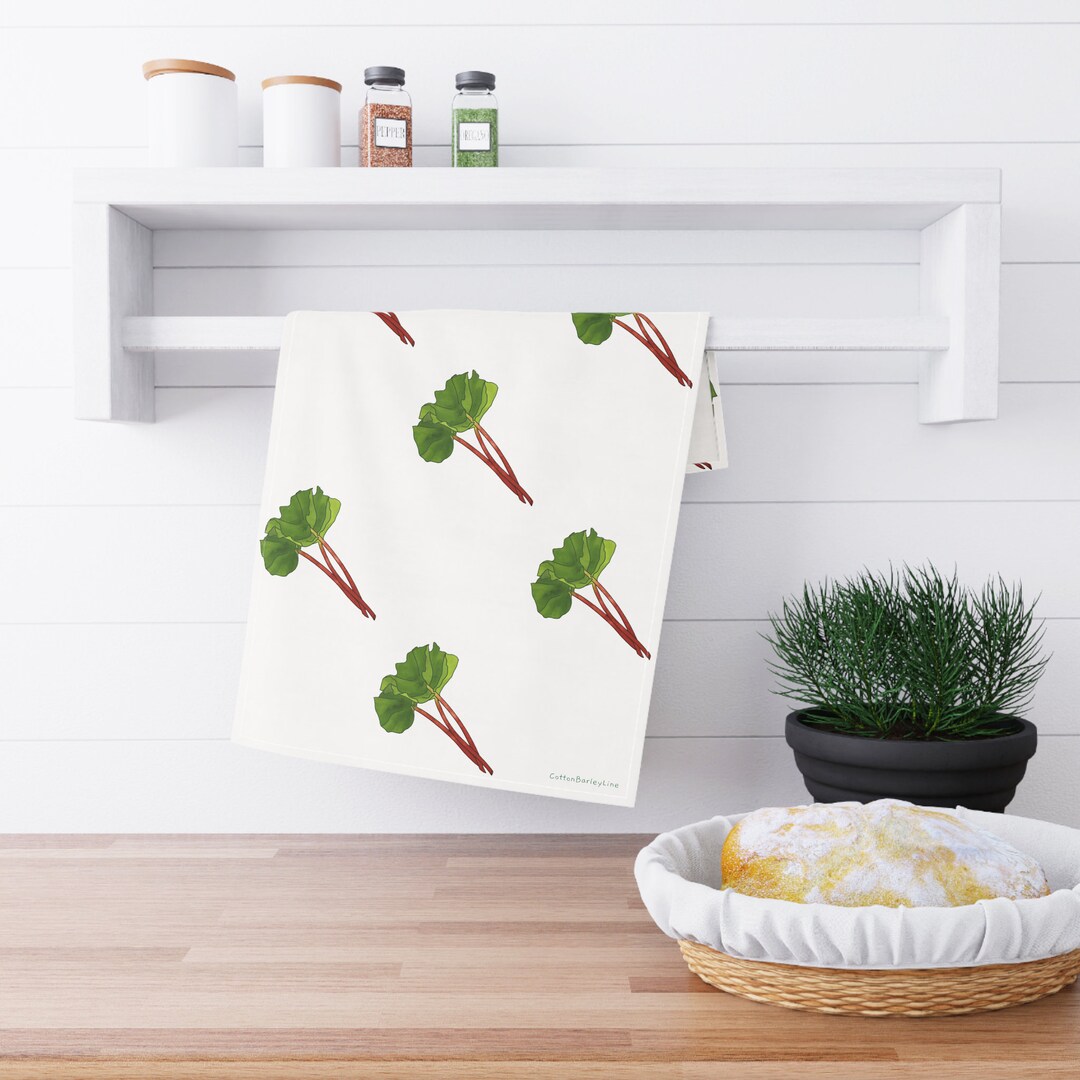 Rhubarb Kitchen Towel, 100% Cotton, Rhubarb, Kitchen Towel, Vegetable ...