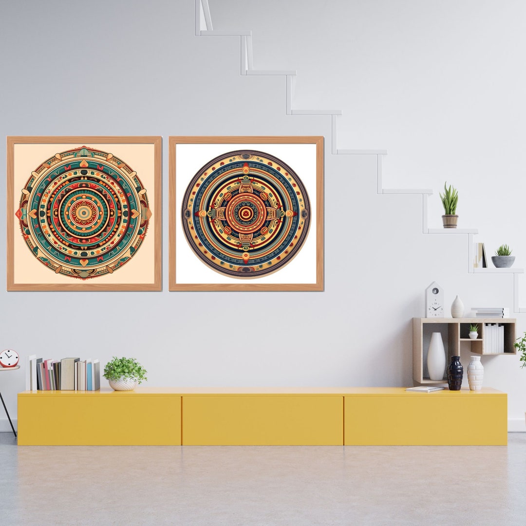 Ancient Mandala Art Printable Set of 2,zen Wall Art,home Decor,mandala ...