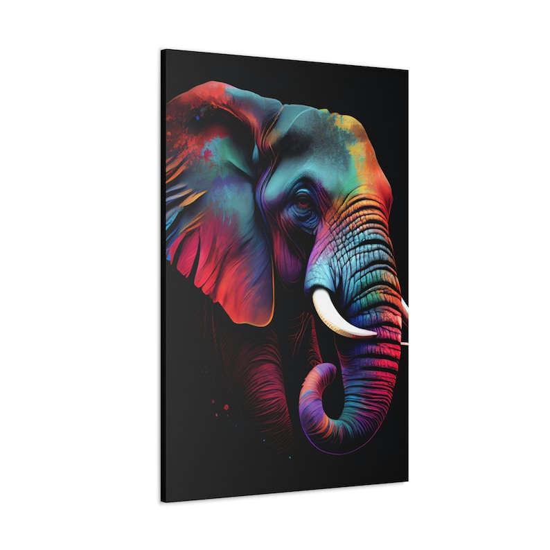 Abstract Colorful Elephant Painting on Canvas, Elephant Wall Art ...