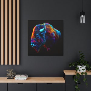 Abstract Colorful Bison Painting on Canvas, Bison Wall Art, Bison Wall ...
