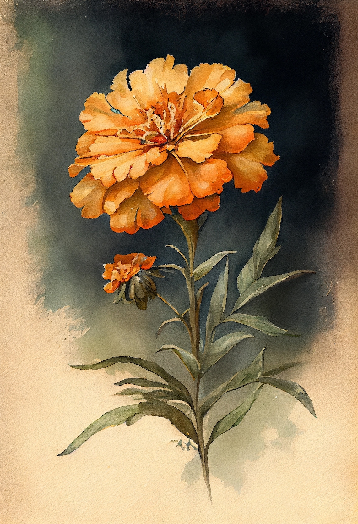 Watercolor Marigold Print, Marigold Poster, Marigold Painting - Etsy