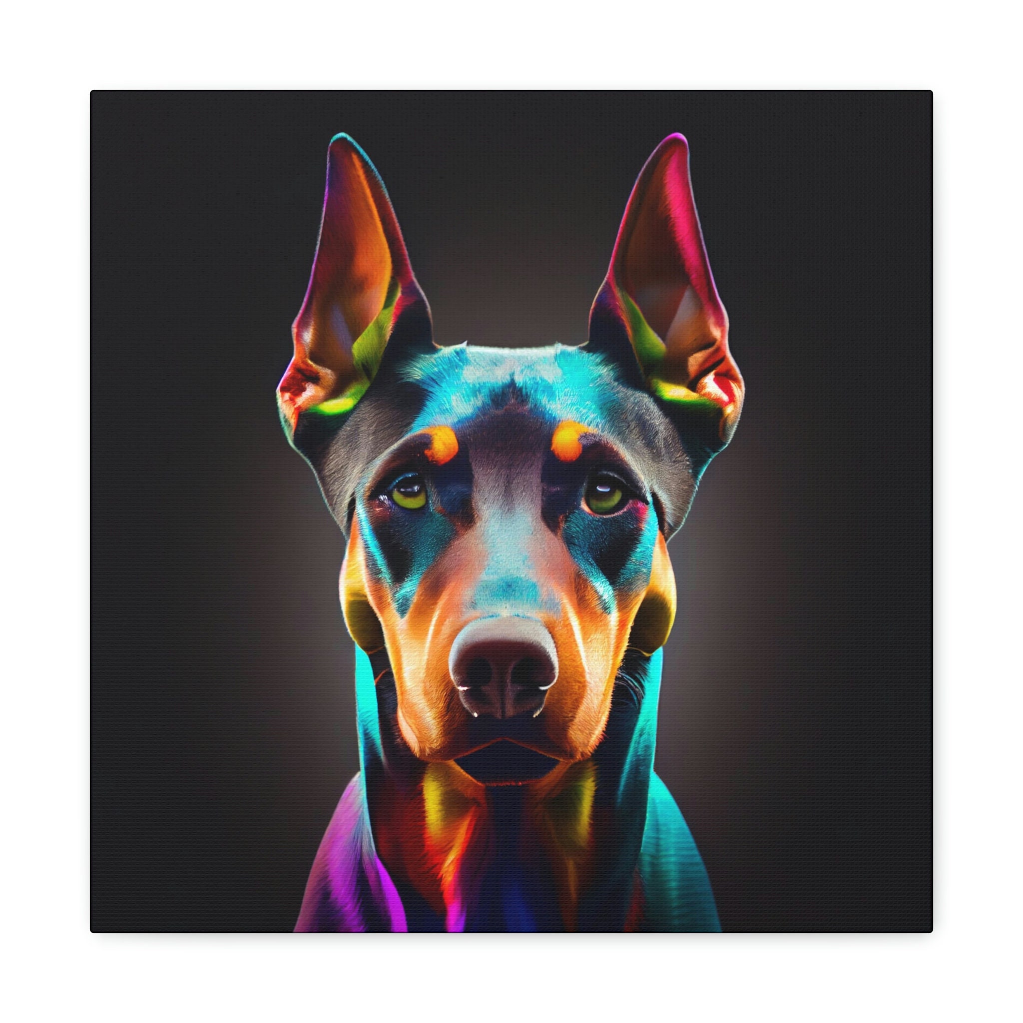 Doberman Pinscher Painting on Canvas, Colorful Dog Wall Art, Doberman ...