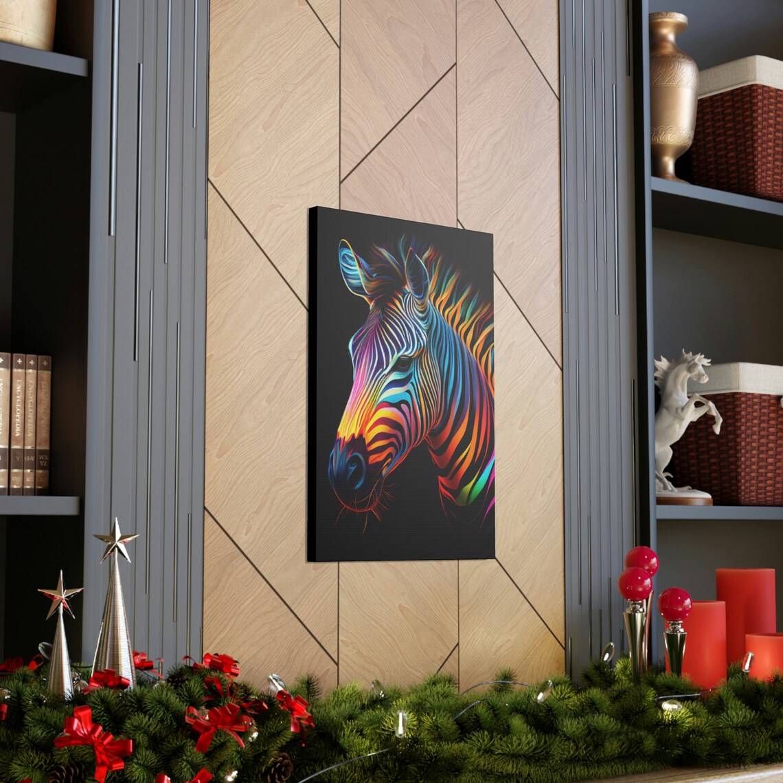 Abstract Colorful Zebra Painting on Canvas, Zebra Wall Art, Zebra Wall ...