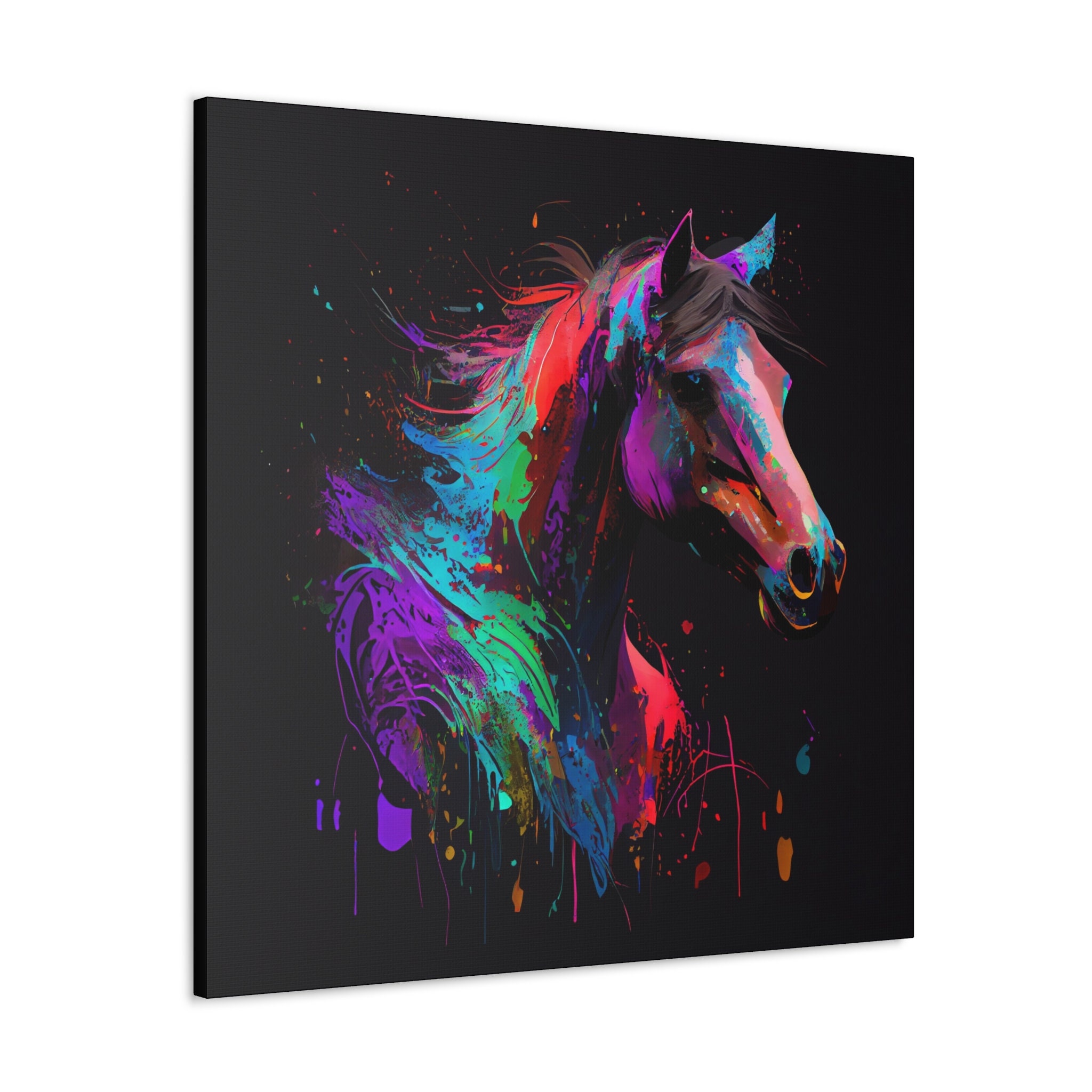 Abstract Colorful Horse Painting on Canvas, Stallion Wall Art, Horse ...