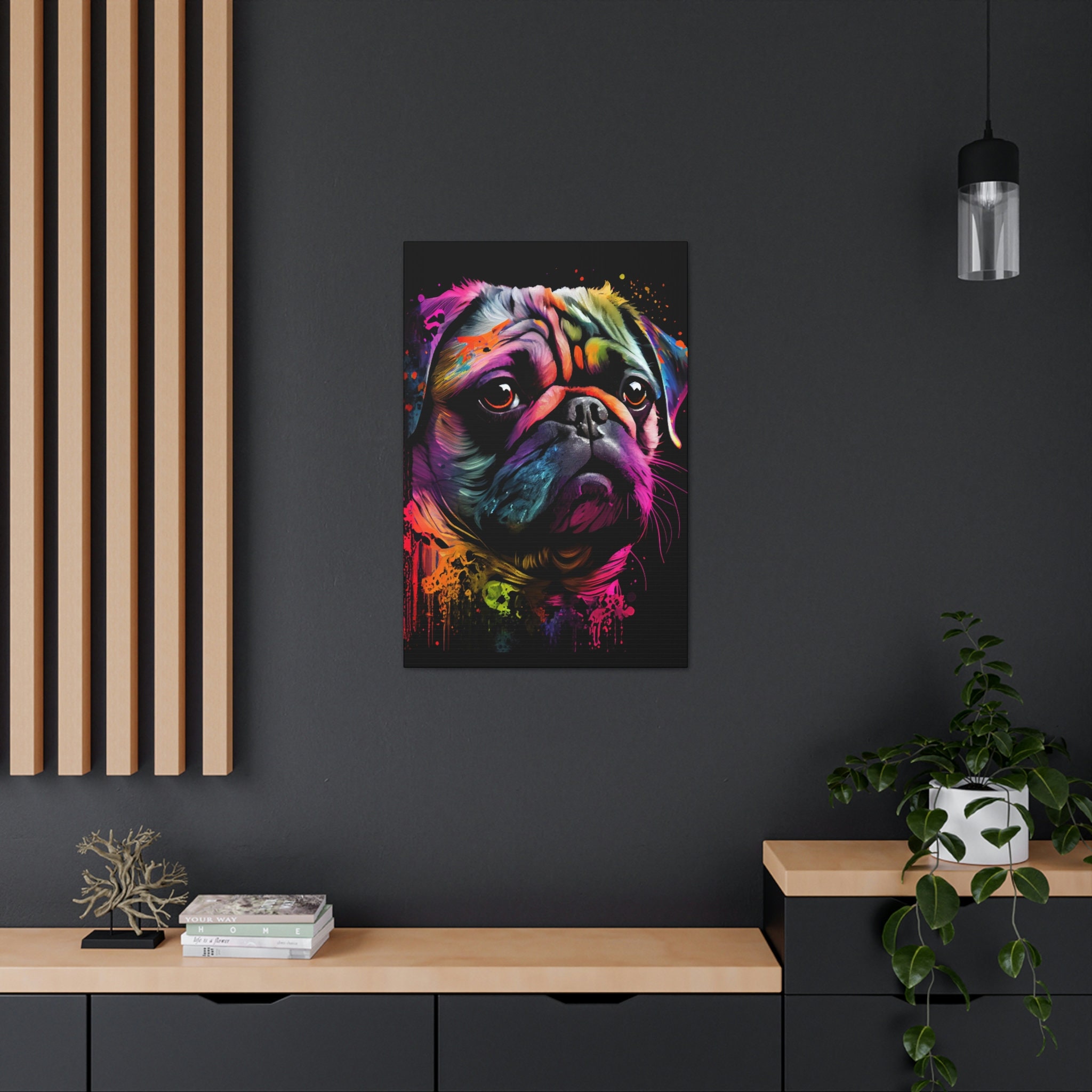 Abstract Colorful Pug Painting on Canvas, Pug Wall Art, Pug Wall Decor ...