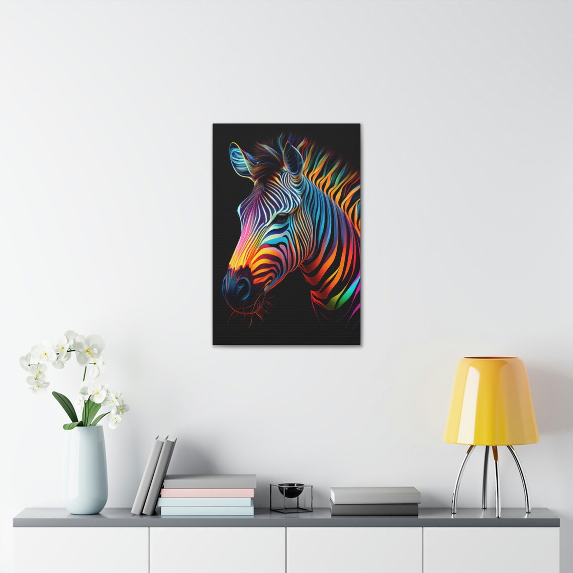 Abstract Colorful Zebra Painting on Canvas, Zebra Wall Art, Zebra Wall ...