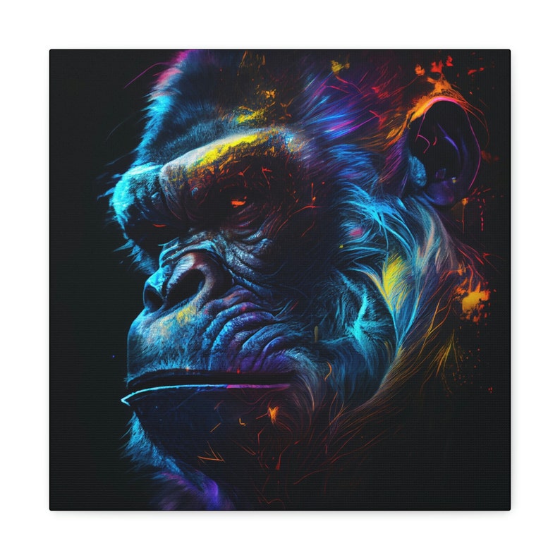 Abstract Colorful Neon Gorilla Painting on Canvas Gorilla - Etsy